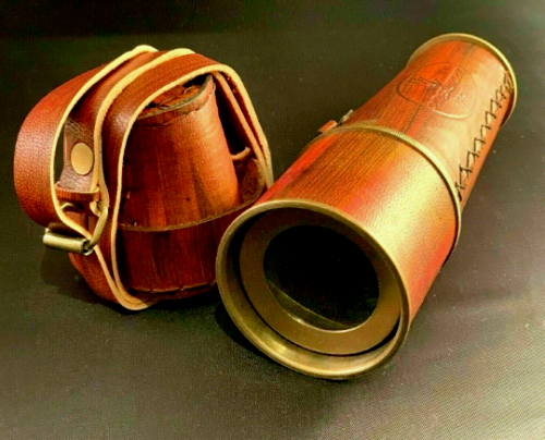 Antique Brass Leather Telescope Pirate Steampunk Nautical Spyglass ...