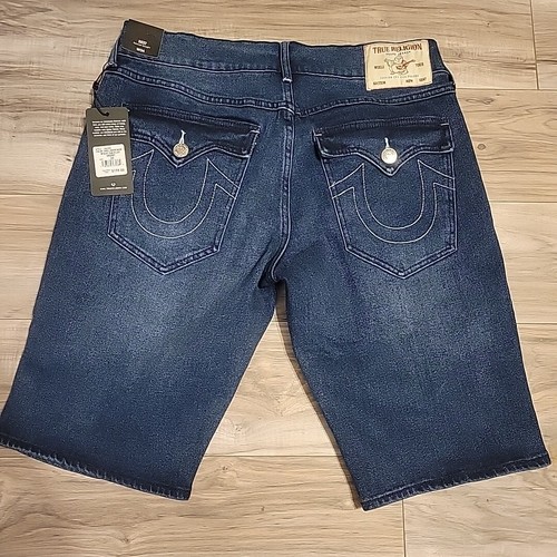 NEW True Religion Ricky Shorts Mens 34 Blue Relaxed Straight Denim $129 ...