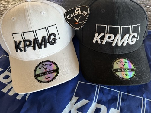 Two Phil Mickelson KPMG Baseball Hat Cap Black White Genuine And Two ...
