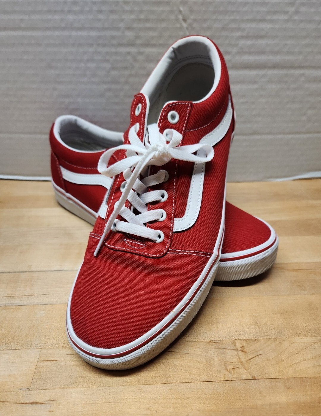 Vans Men's 500714 Old Skool Canvas Low Athletic Skate Shoe Red White ...