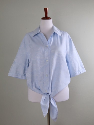 OFF WHITE Main Label Virgil Abloh $550 Tie Front Wave Print Shirt Top ...