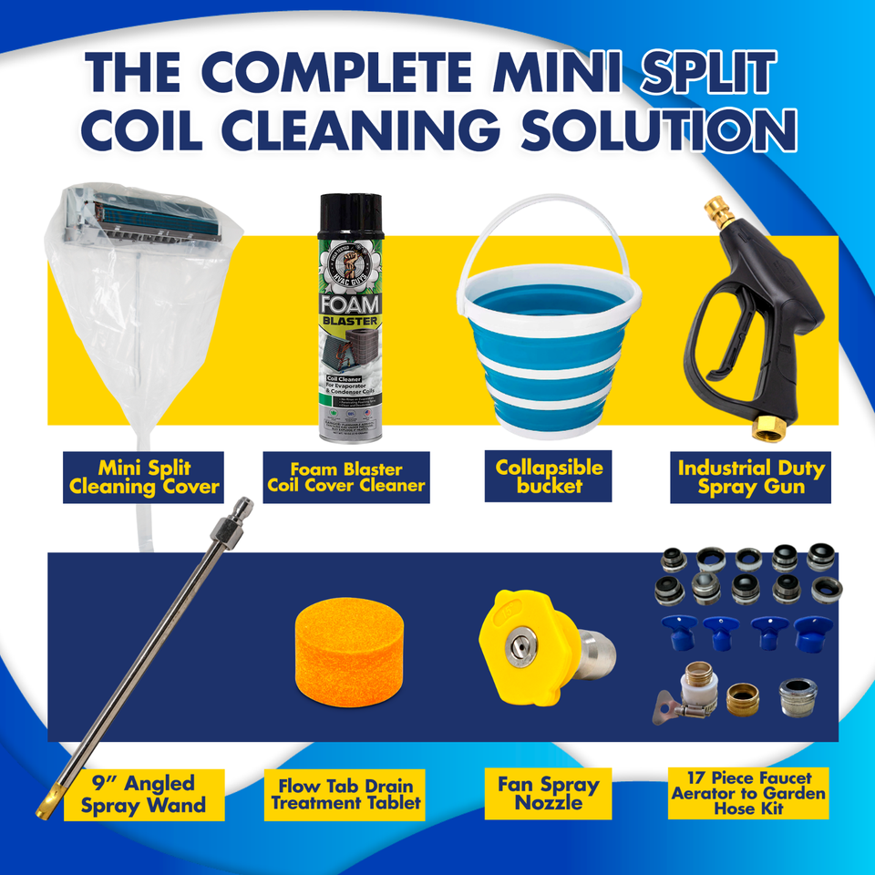 HVAC Guys Mini Split Coil Cleaner Kit w/Cleaner | 360 Degree Waterproof ...