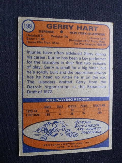 1974-75 Topps - #199 Gerry Hart for sale online | eBay