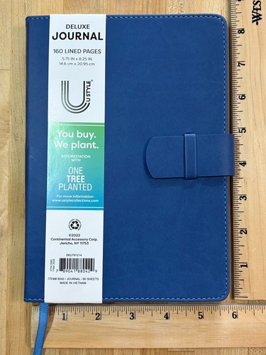 Deluxe Journal Diary Notebook Blue Faux Leather 160 Lined Pages 5.75"W ...