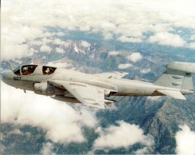 US Navy EA-6B Prowler AC 927 in flight over mountain range 8x10 color ...