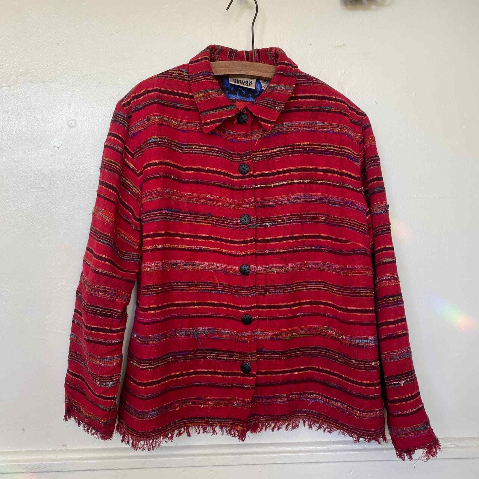 Y2K Chico's Red Striped Texture Jacket - Gem