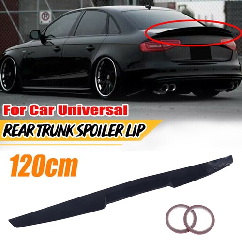 120CM PU Gloss Car Rear Roof Lip Spoiler Tail Trunk Wing Sticker Black ...