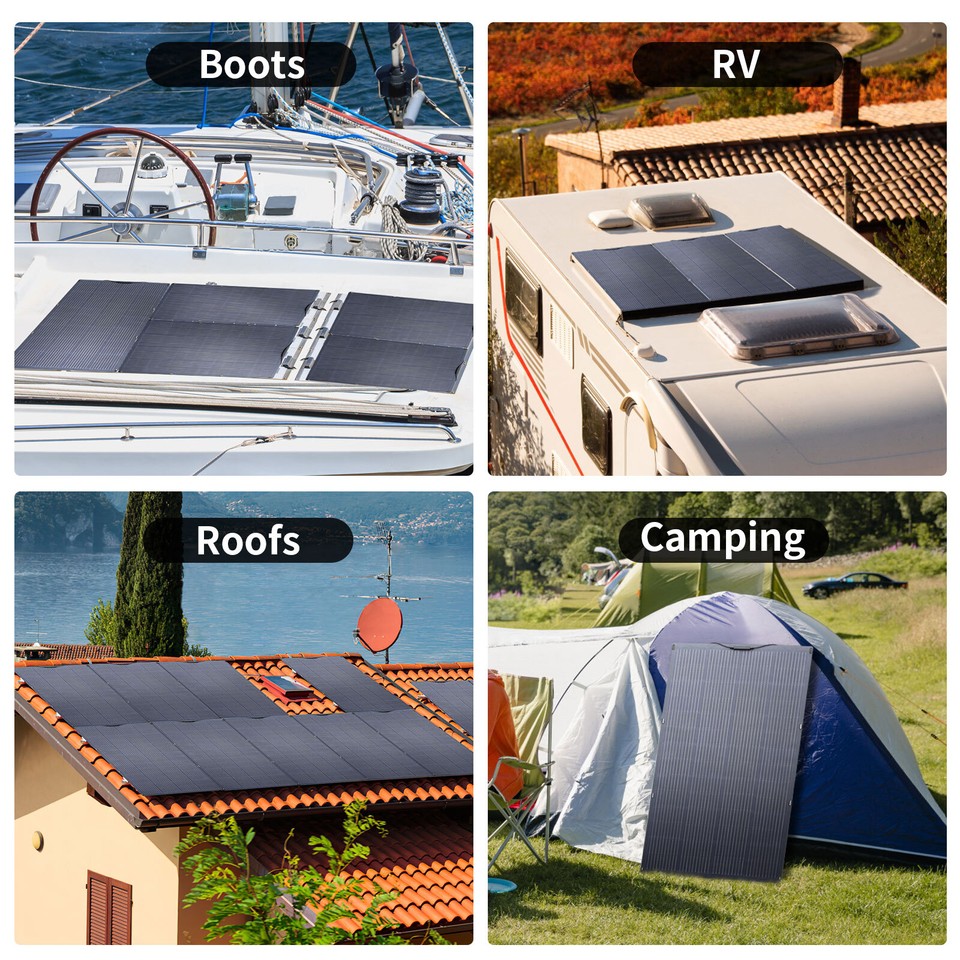 ALLPOWERS SF-200 Flexible Solar Panel 200W Mono Semi-Flexible For RV ...