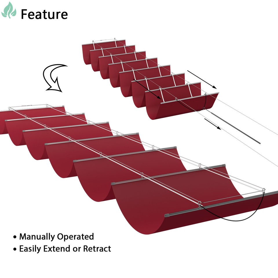 Waterproof Retractable Pergola Canopy Awning w/Steel Wire Patio Outdoor ...