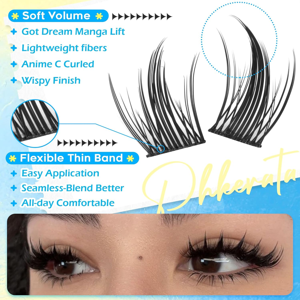 Manga Lash Clusters Kit Anime Lash Extension Kit Fairy Cluster Eyelash ...