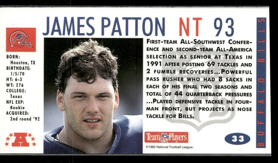 1992 GameDay - James Patton #33 (RC) | eBay
