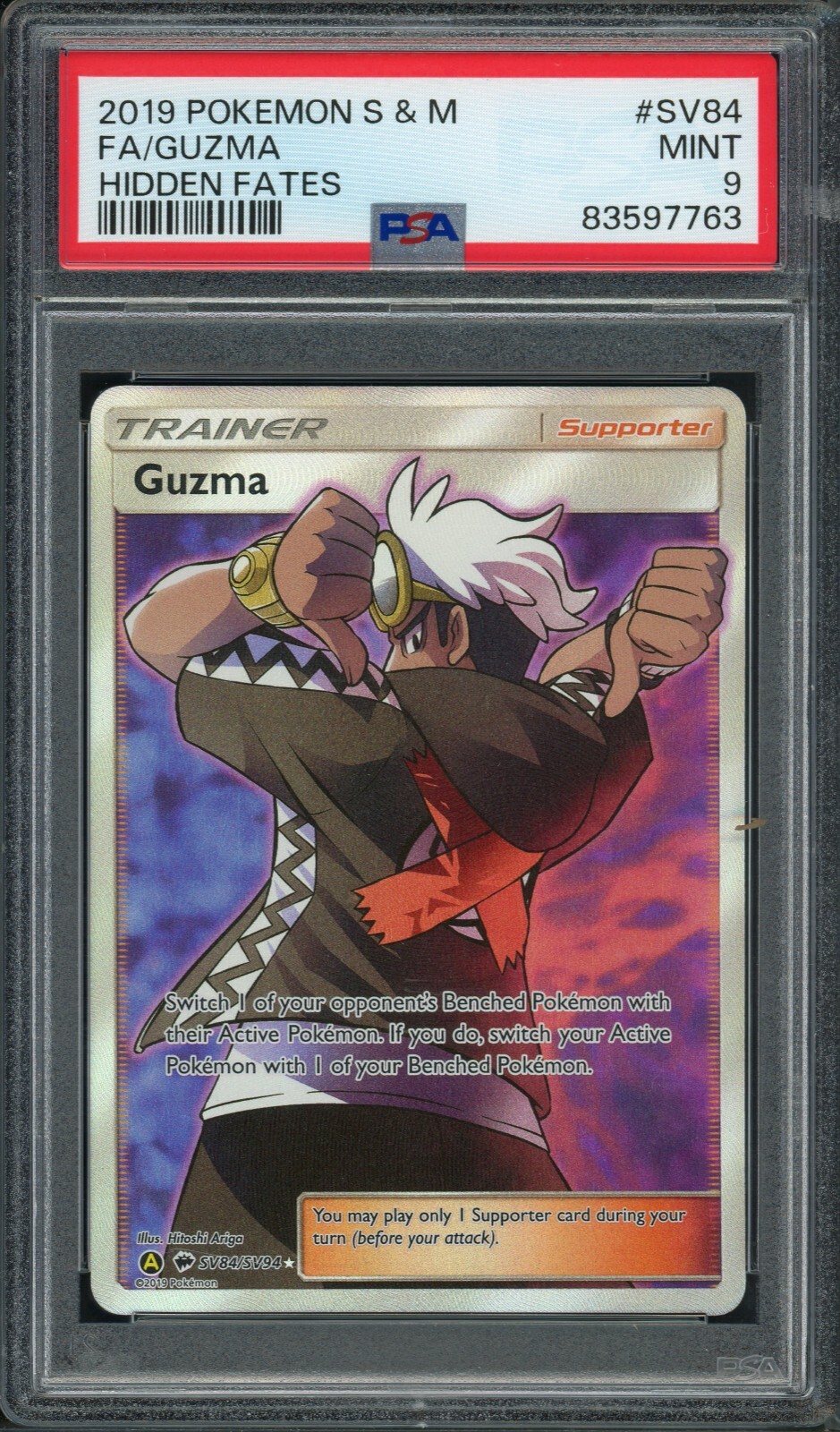 Pokemon PSA 9 Mint Hidden Fates Shiny Vault Ultra Rare Guzma SV84/SV94 ...