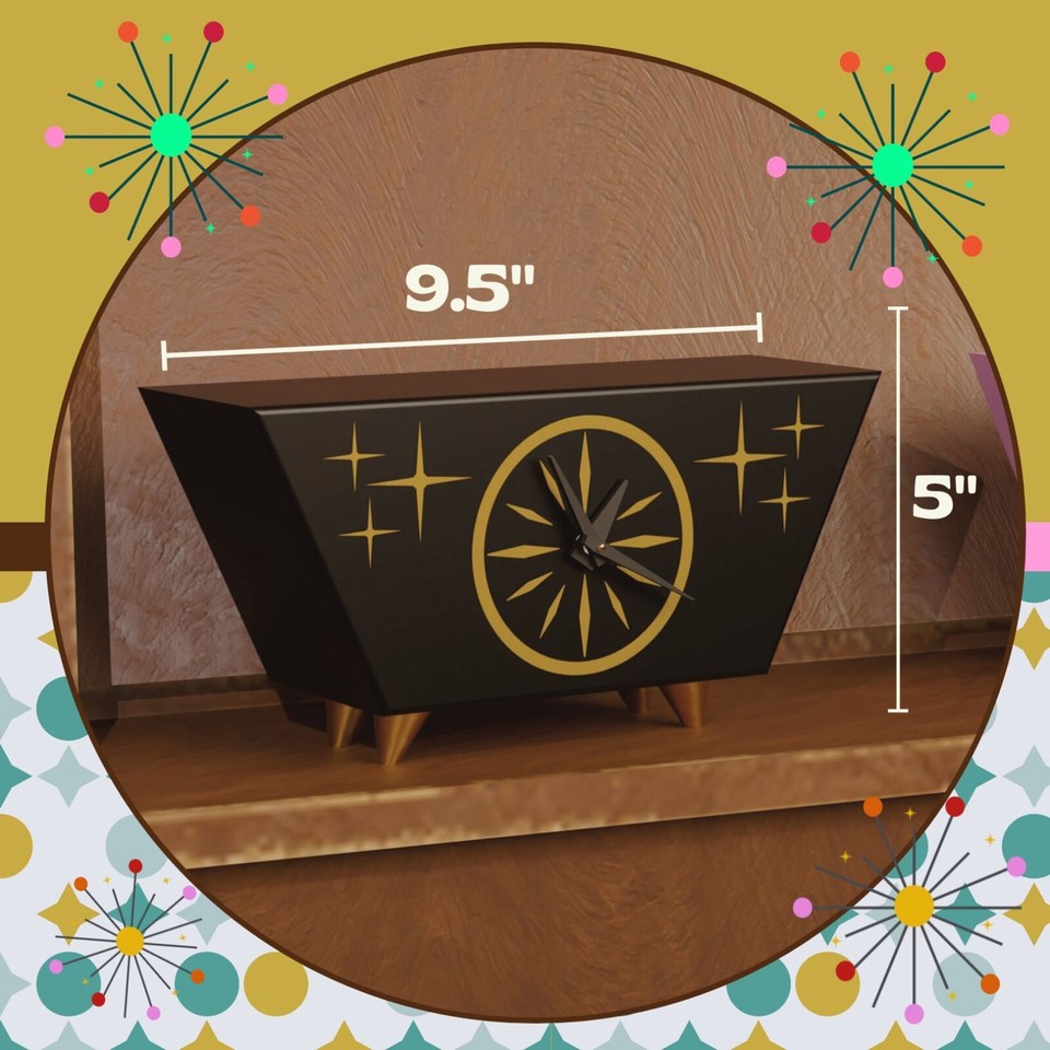 Starburst Radiant Desk Clock Mid Century Modern Space Age Retro Atomic ...