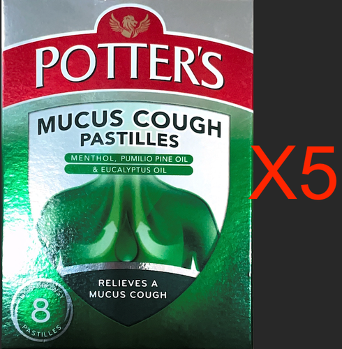 5X Potters Mucus Cough Pastilles X 8 MENTHOL PUMILIO PINE EUCALYPTUS ...