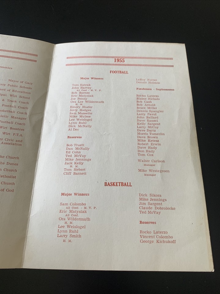 William A Wirt High School Gary Indiana 1955 Trophy Award Dinner ...