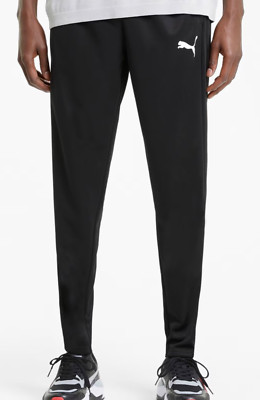 PUMA XL BLACK ACTIVE SWEATPANTS 586731 01 ANKLE ZIP TRICOT POCKETS ...
