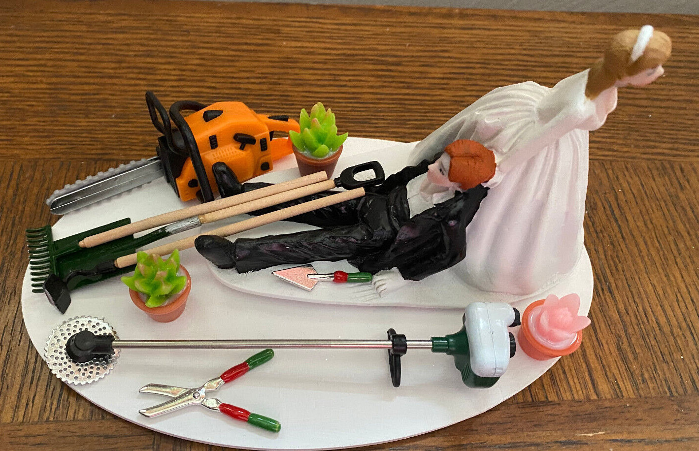 Cake Topper Wedding Day Bride Groom Funny Landscaper Gardener Tree ...