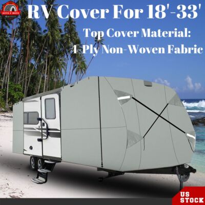 Windproof Anti-UV Dust 4-Ply For Class A Camper 18'-33' Travel Trailer ...