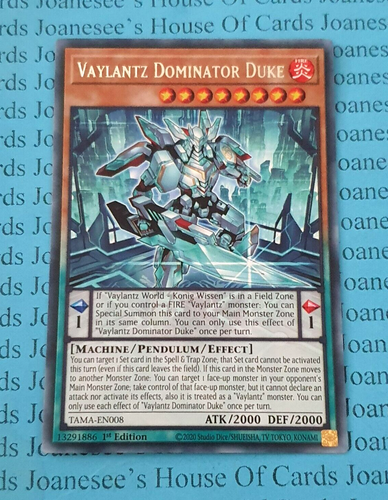 Vaylantz Dominator Duke TAMA-EN008 Rare Yu-Gi-Oh Card 1st Edition New ...