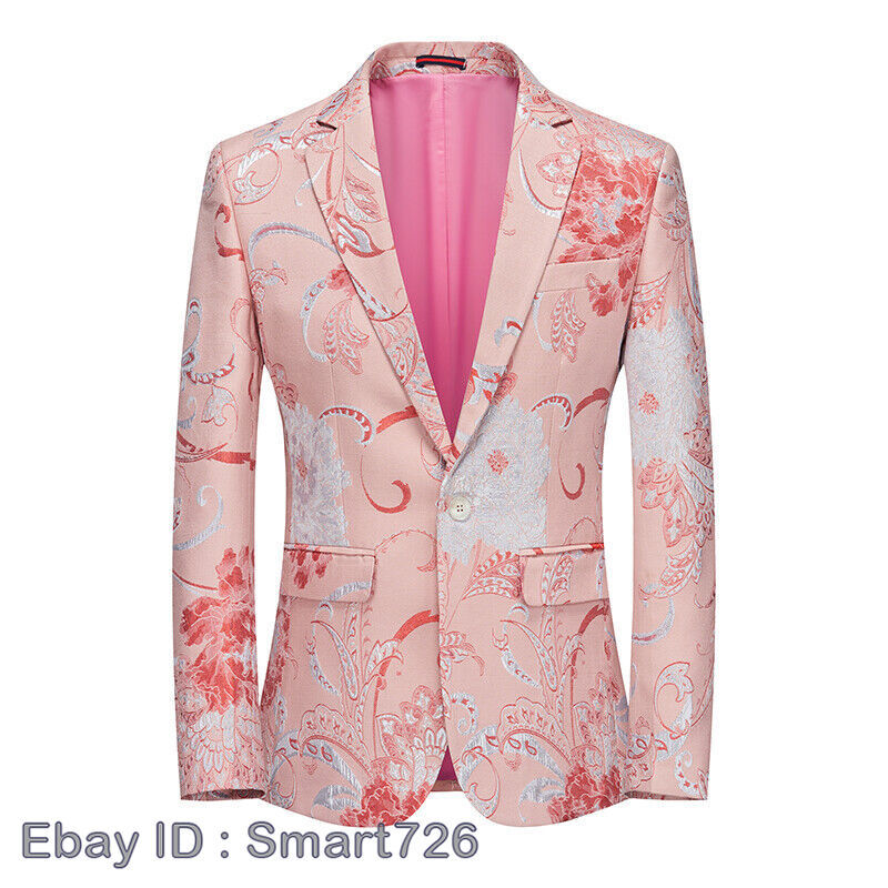 Autumn Men's Stage Performance Jacket One Button Printed Coat Banquet ...