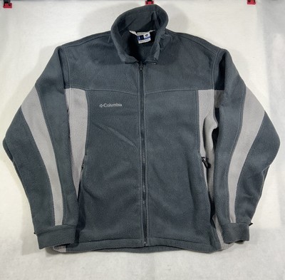 Columbia Fleece Sweater Mens Medium Gray Full Zip Mock Neck Outdoors ...