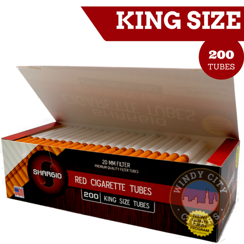 Shargio King Size Red Full Flavor Filter Cigaret Tube RYO & Bonus Case ...