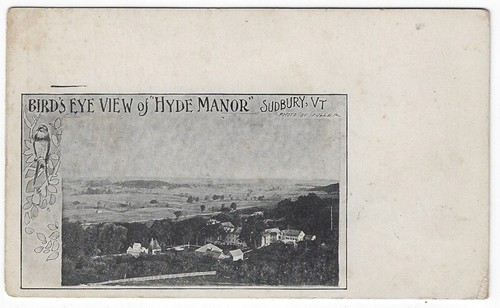 Sudbury, Vermont, Vintage Postcard Birds Eye View of Hyde Manor | eBay