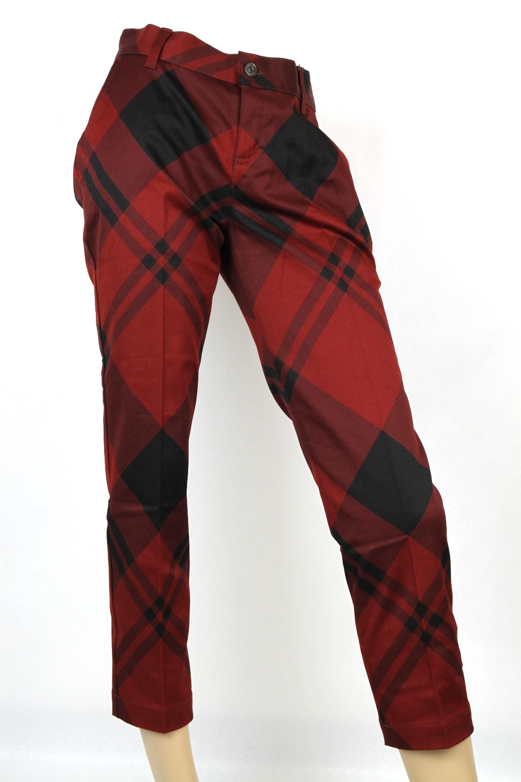 $795 New Gucci Womens Check Print Holiday Capri Pants Red Black 326489 ...