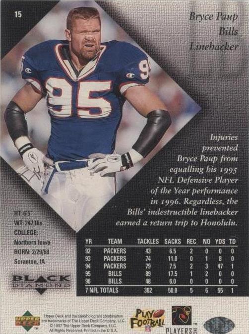 1997 Upper Deck Black Diamond Bryce Paup #15 for sale | eBay