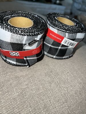 Black gray plaid ribbon 2 1/2 inches wide by 25 feet | eBay