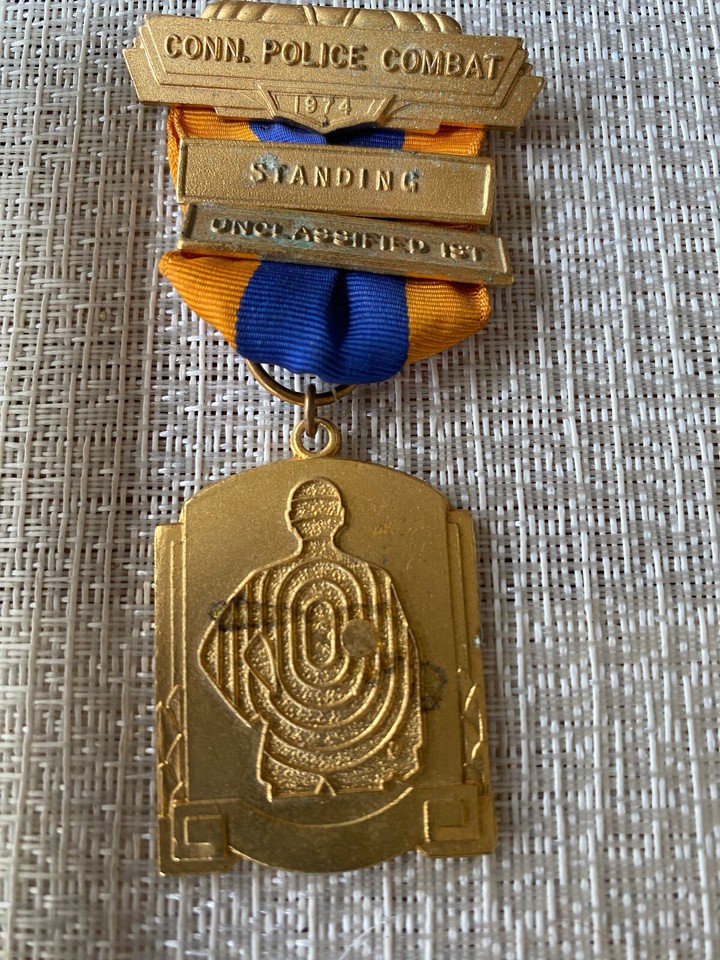 Vintage 1974 Conn. Police Combat Brass & Nylon Marksman Pin | eBay