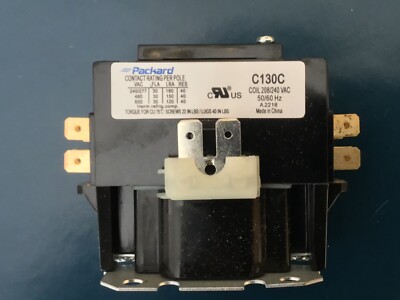 Packard C130C Contactor 1 Pole + Shunt 30A FLA 208/240VAC Coil Voltage ...