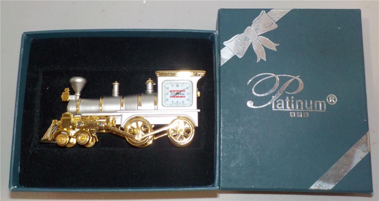 PLATINUM BNSF RAT PACK RAILROAD TRAIN CLOCK SILVER GOLD (NIB***HTF***L ...