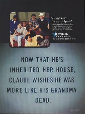 1997 USA Network TV Claude's Crib Claude Brooks vintage Print AD ...
