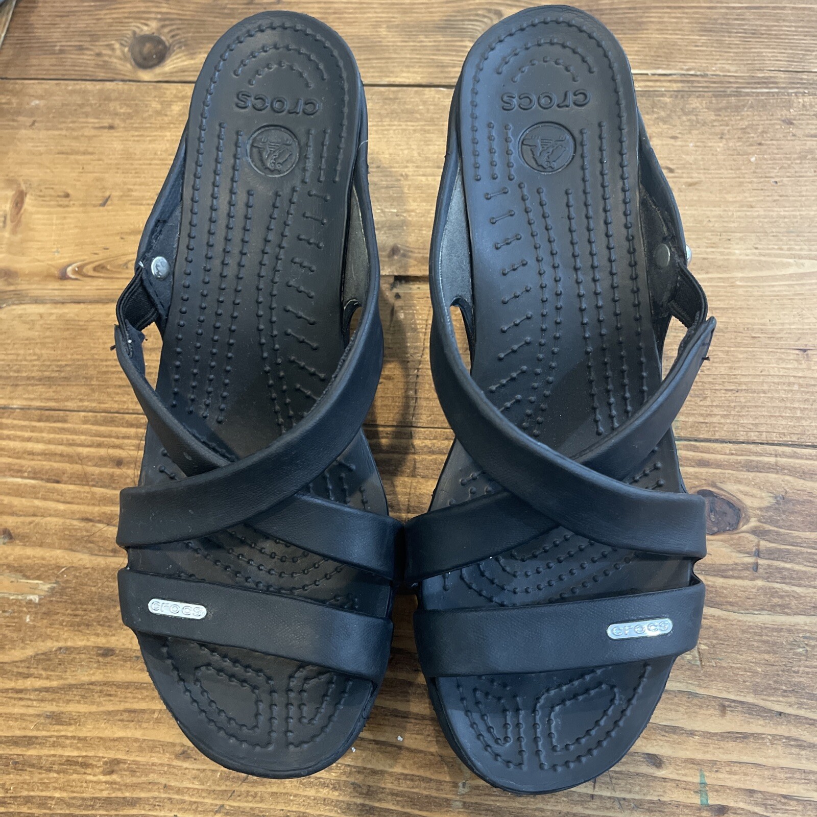 Crocs Women’s Cyprus IV Black Rubber Strappy Heel Sli… - Gem