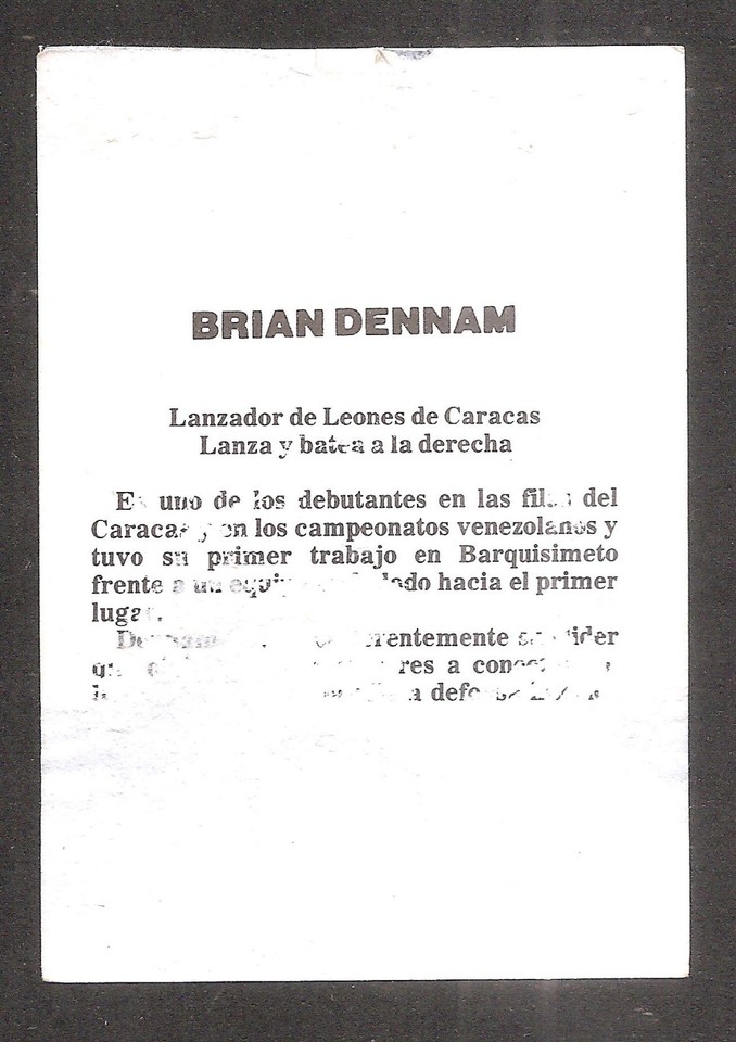 Brian Denman 1981-82 Venezuelan Winter League Sticker #132 Rare | eBay