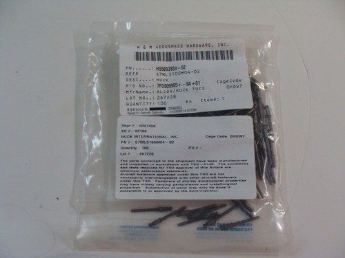 ALCOA Monel Flush Rivets Small Head HS5893S04-02, S7MLS 100M04-02 Bag ...