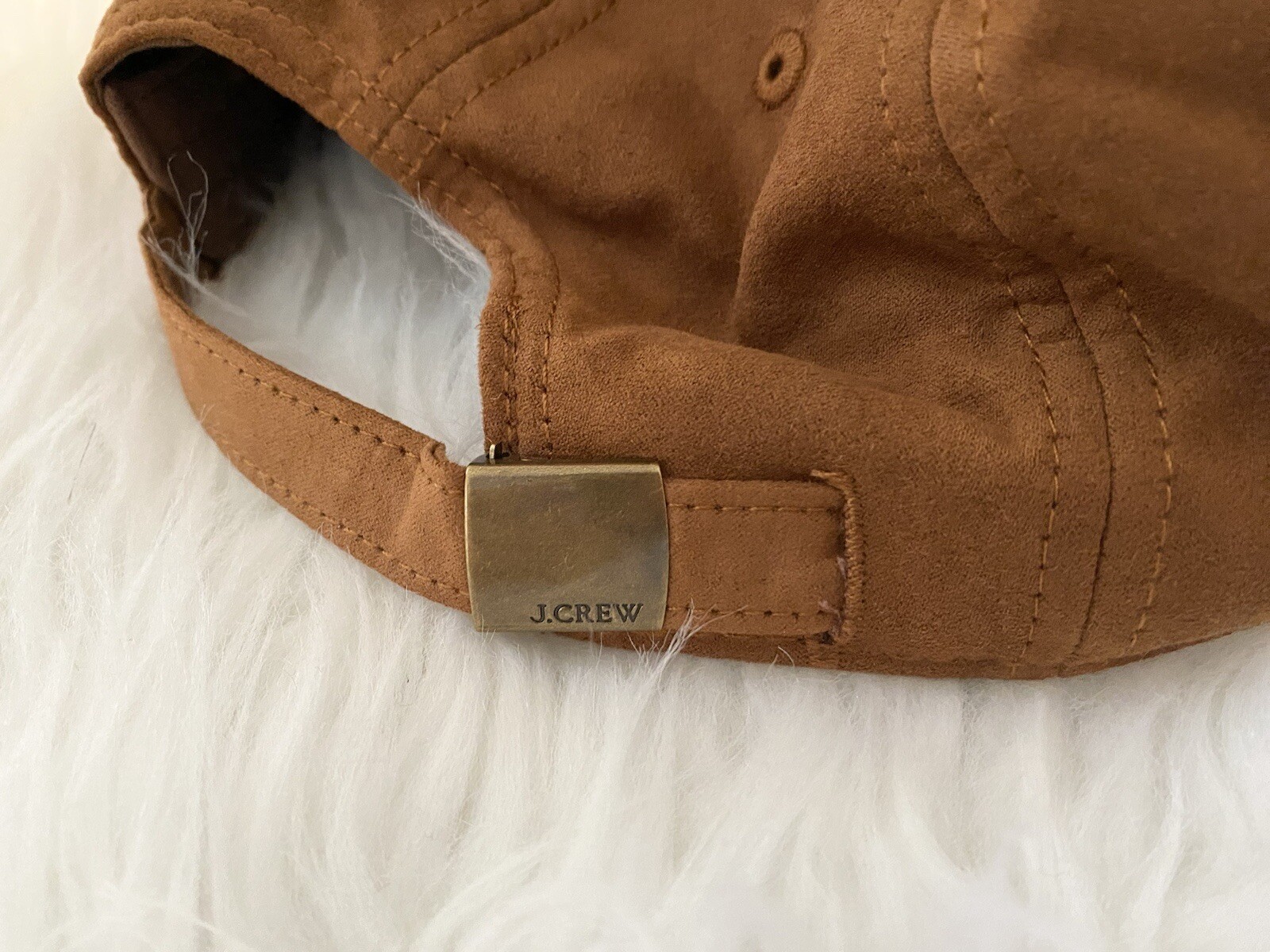 $59.50 J Crew Faux Suede Adjustable Light Cognac Brown Baseball Cap Hat ...