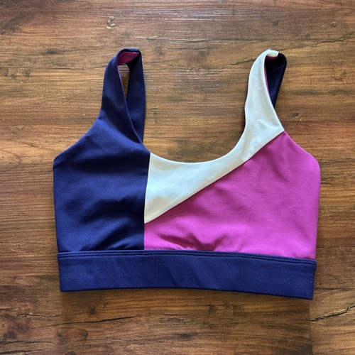 Wilo Womens Sports Bra XS Colorblock Pink Purple White Athleisure ...
