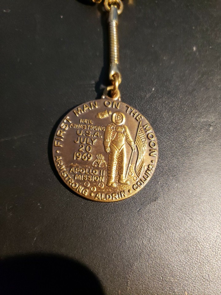 Brass NASA Apollo 11 First Man on the Moon Commemorative Keychain ...