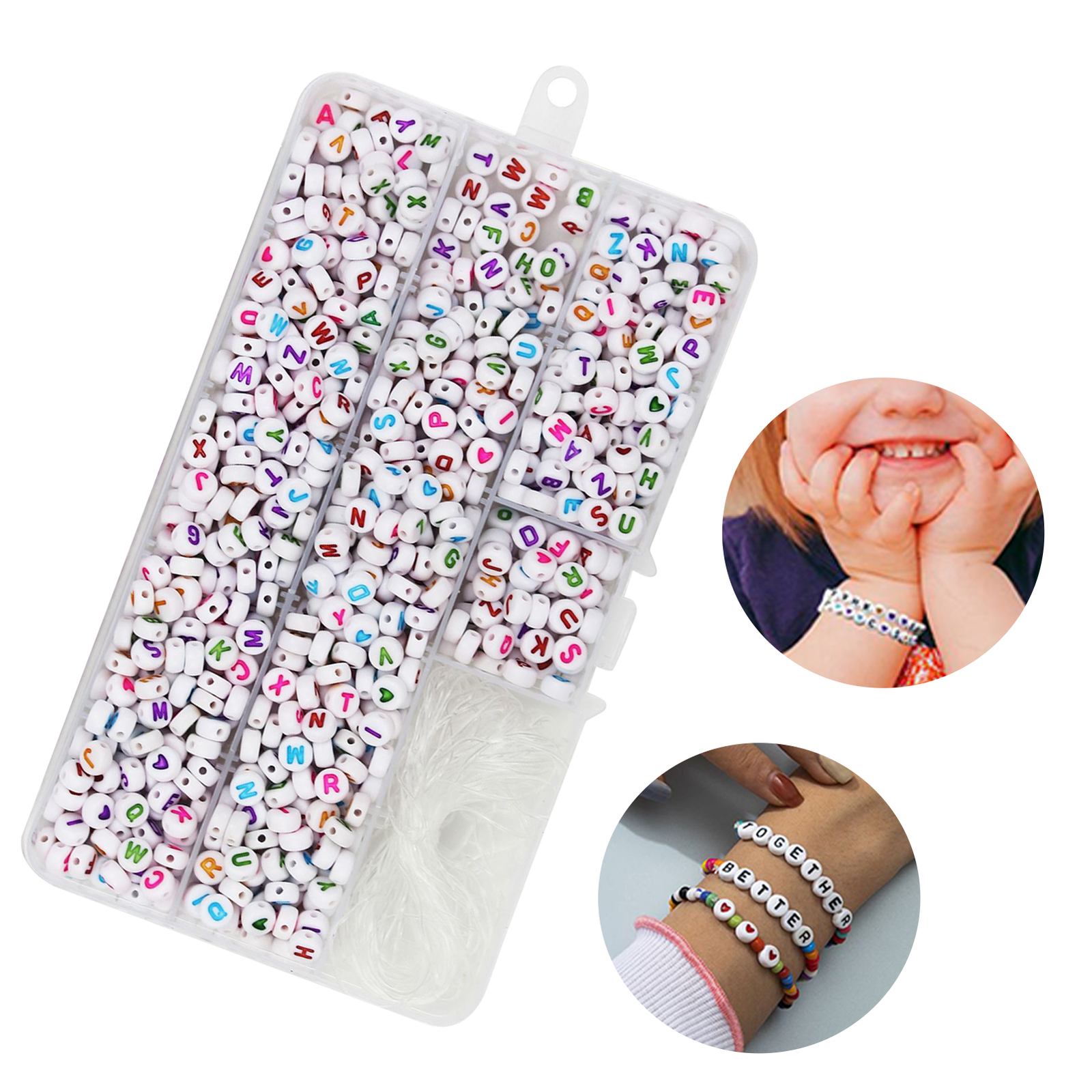 A To Z Letters Necklace Colorful DIY Bracelets Threading Beads Set Kids ...