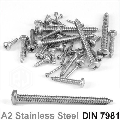 No 2 4 6 7 8 10 12 14 Gauge Pan Self Tapping Tapper Screws A2 STAINLESS ...