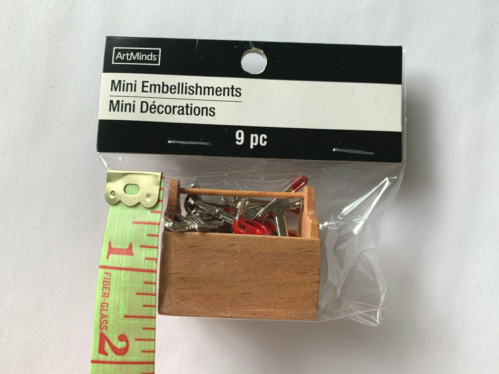 1 NEW MINIATURE 8 MINI TOOLS WOODEN TOOLBOX FOR BARBIE DOLLHOUSE ...