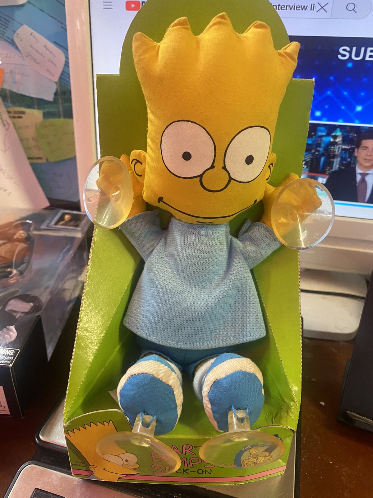 Bart Simpson stick on car window plush 1990–new In Card | eBay