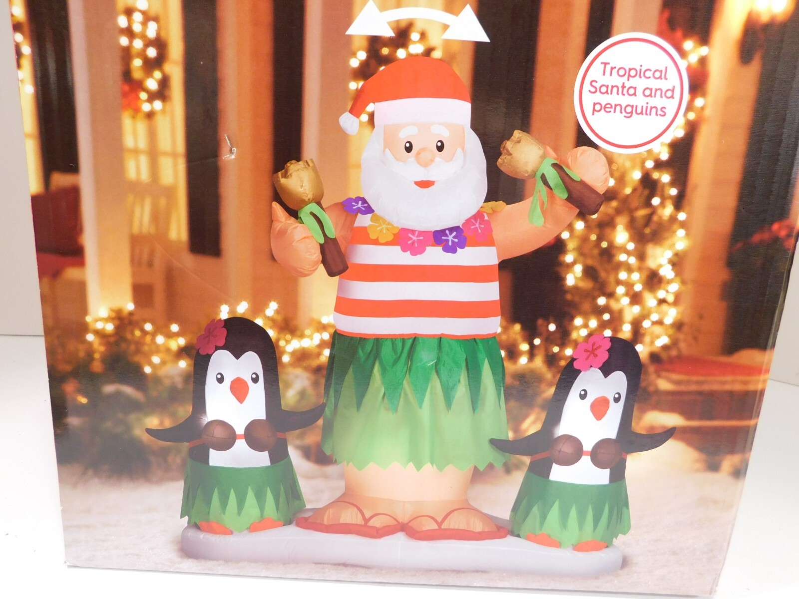 Holiday Time Animated Hula Santa Penguins 6ft Airblown Inflatable Gemmy ...