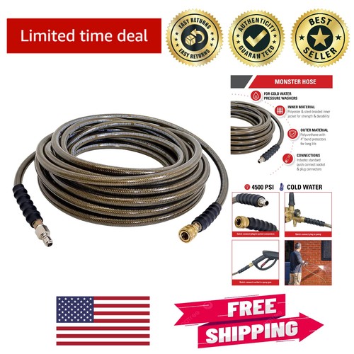 Monster Series 100-Foot Cold Water Pressure Washer Hose - 3/8 Inch ...