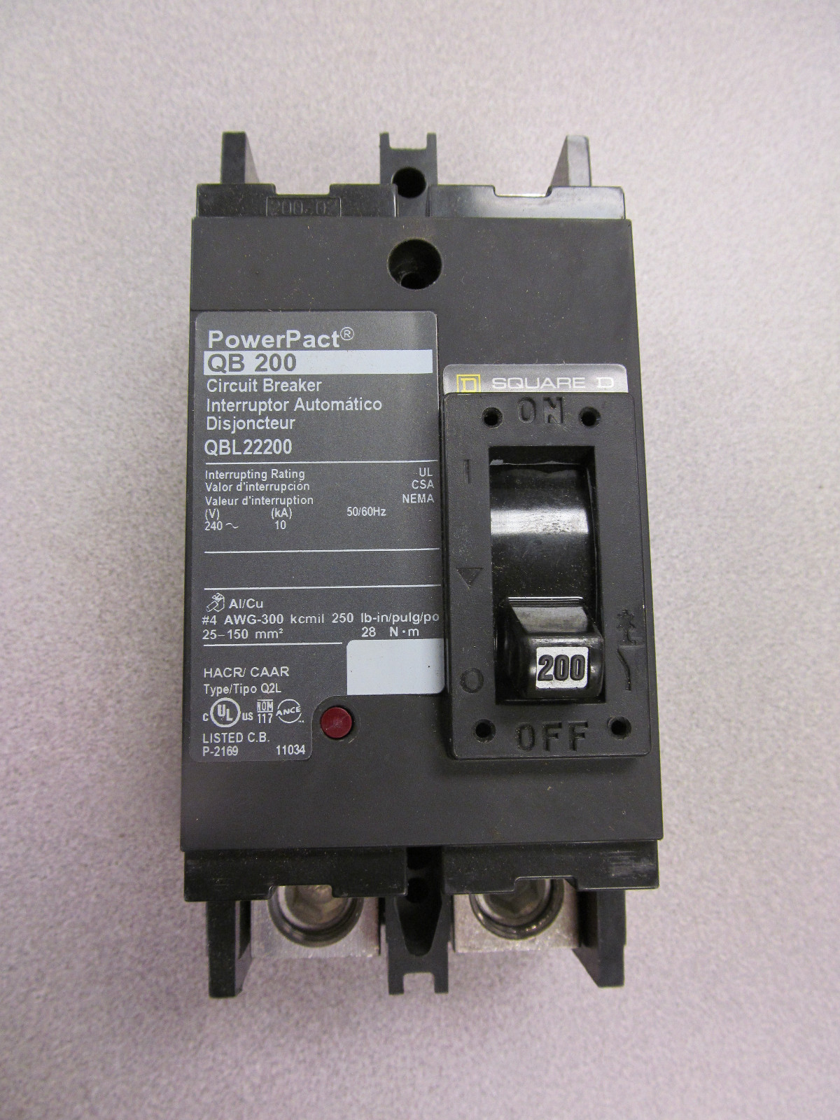 Square D PowerPact QBL22200 200 Amp 240 V 2 Pole Circuit Breaker | eBay