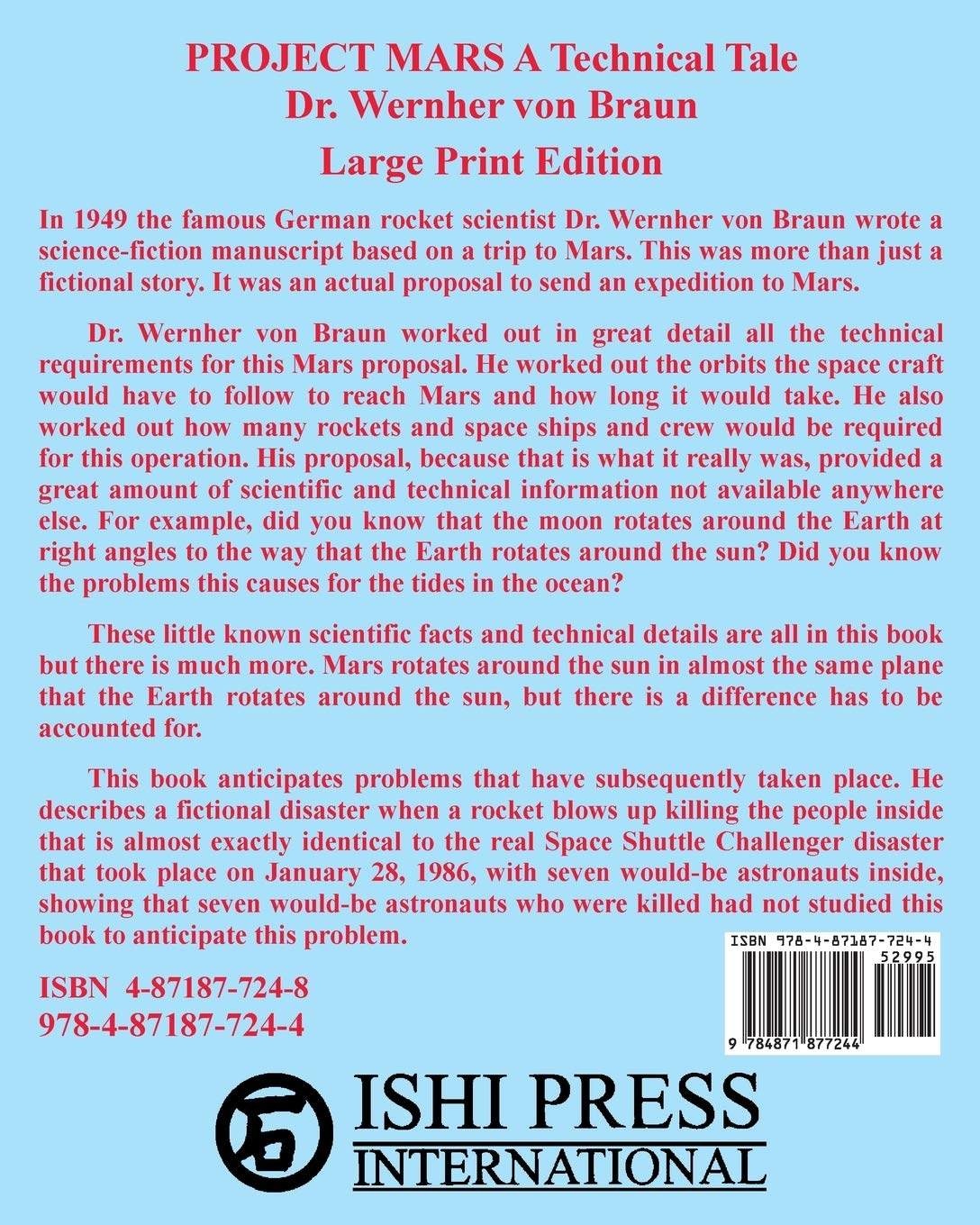 Project Mars a Technical Tale Dr. Wernher Von Braun by Sam Sloan and ...