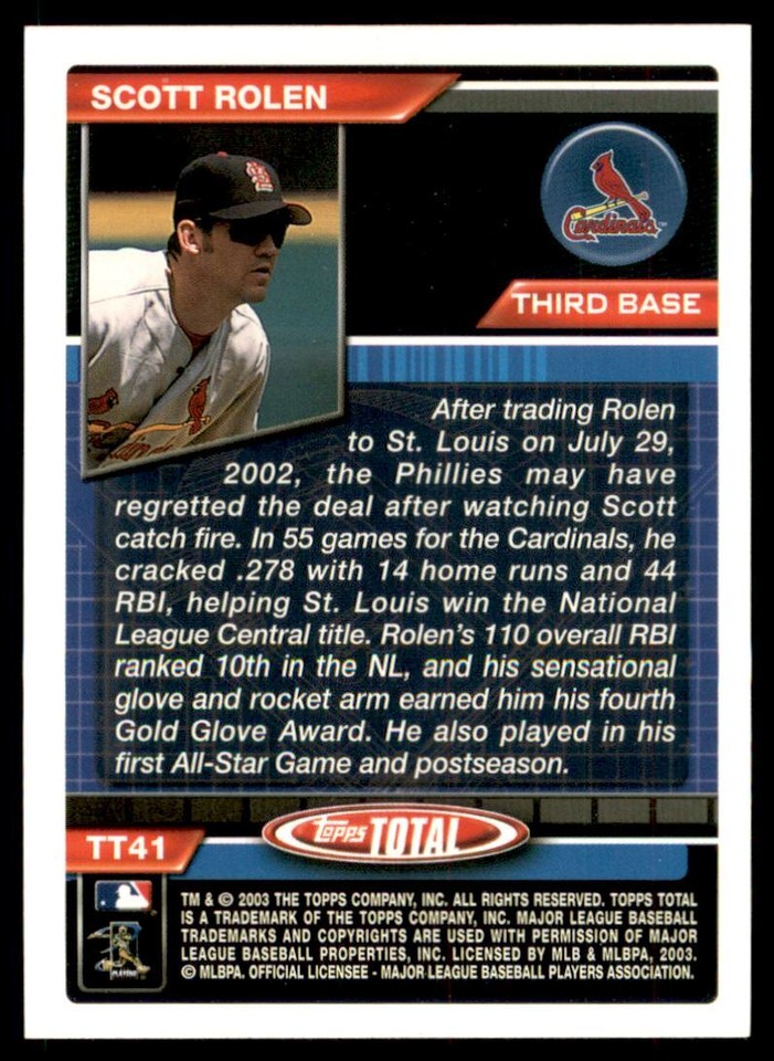 2003 Topps Total Topps #TT41 Scott Rolen | eBay