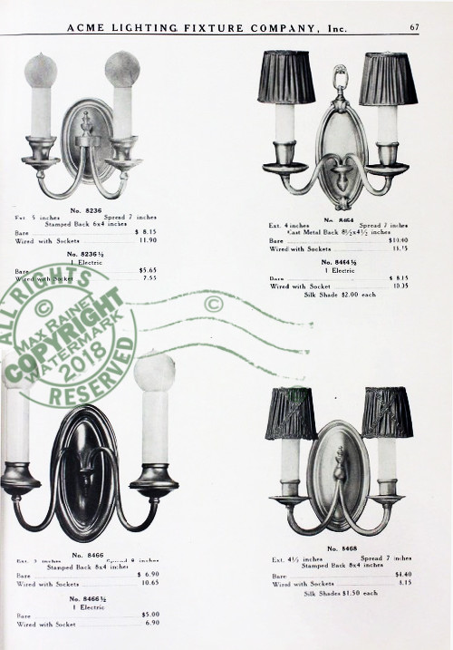 Acme Lighting Fixture Co 1922 Samples CATALOG chandeliers sconce lamps ...
